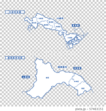 Kawasaki City + Sagamihara City Map Simple... - Stock Illustration ...
