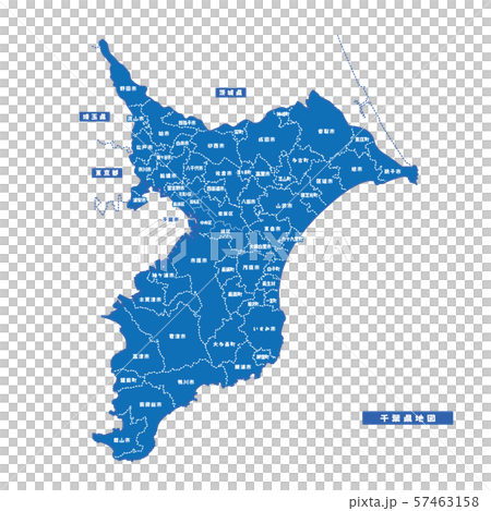 Chiba Prefecture Map Simple Blue City - Stock Illustration [57463158 ...