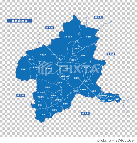 Gunma Prefecture Map Simple Blue City - Stock Illustration [57463169 ...