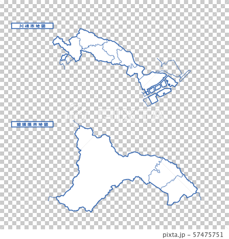 Kawasaki City + Sagamihara City Map Simple... - Stock Illustration ...