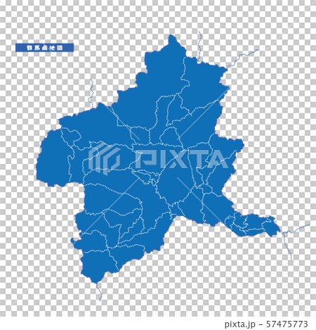 Gunma Prefecture Map Simple Blue City - Stock Illustration [57475773 ...