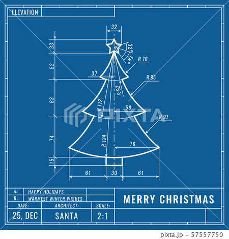 Christmas tree as technical blueprint drawing....のイラスト素材 [57557750] - PIXTA