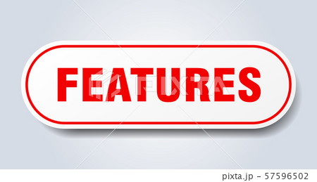 features sign. features rounded red sticker.のイラスト素材 [57596502] - PIXTA