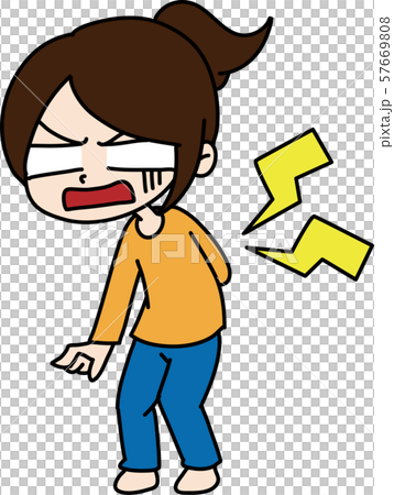 A woman with a sore back - Stock Illustration [57669808] - PIXTA