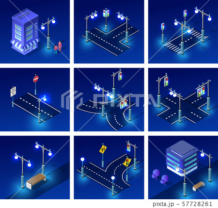 Isometric night light lightingのイラスト素材 [57728261] - PIXTA