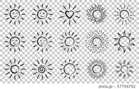 Handwritten sun icon - Stock Illustration [57748792] - PIXTA