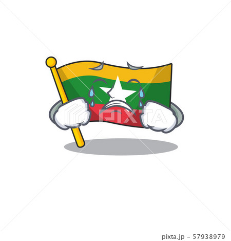 Crying Flag myanmar character shaped on cartoonのイラスト素材 [57938979] - PIXTA