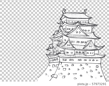 Nagoya Castle pen drawing material - Stock Illustration [57973291] - PIXTA