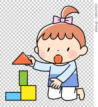 Girl building blocks - Stock Illustration [58012933] - PIXTA