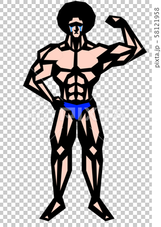 Afro, muscle, body building, macho, pose, full... - Stock Illustration ...
