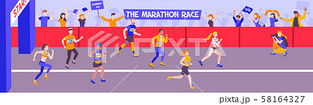Marathon Race Horizontal Compositionのイラスト素材 [58164327] - PIXTA