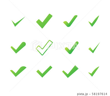 Set Check Marks or Ticks. Tick symbol, grungeのイラスト素材 [58197614] - PIXTA
