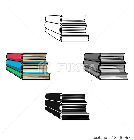 Cartoon Book Stack Black And White