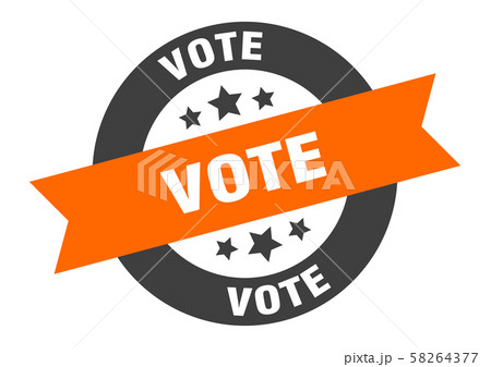 vote sign. vote orange-black round ribbon stickerのイラスト素材 [58264377] - PIXTA