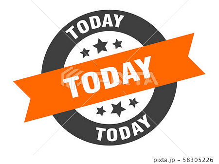 today sign. today orange-black round ribbonのイラスト素材 [58305226] - PIXTA