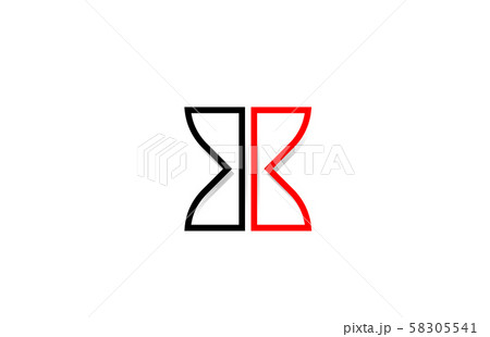 red black line X letter logo alphabet for iconのイラスト素材 [58305541] - PIXTA