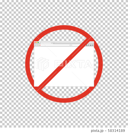 Browser window with search in prohibition sign.... - Stock Illustration ...