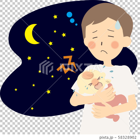Baby crying at night with crying baby - Stock Illustration [58328902 ...