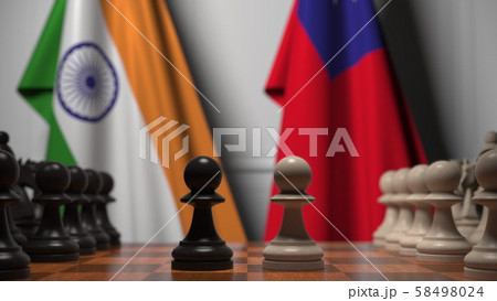 Chess game against flags of India and Taiwan....のイラスト素材 [58498024] - PIXTA