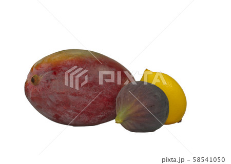 Mango fig and lemon isolated on white backgroundの写真素材 [58541050] - PIXTA