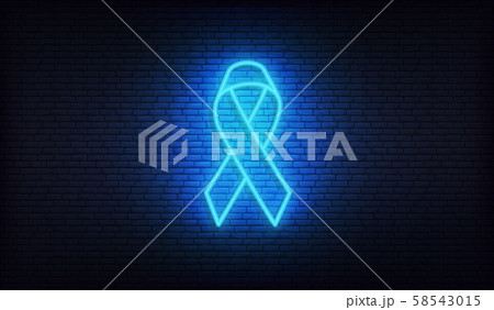 Movember neon. Ribbon of bright blue neon light...のイラスト素材 [58543015 ...