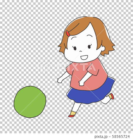 Girl playing with chasing ball - Stock Illustration [58565724] - PIXTA