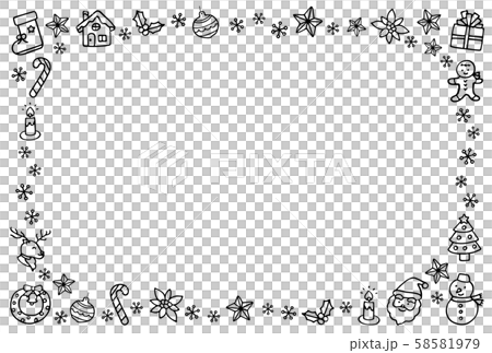 Christmas frame hand drawn horizontal line drawing - Stock Illustration ...