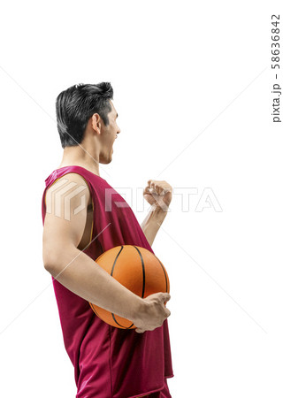 Rear view of Asian man basketball playerの写真素材 [58636842] - PIXTA