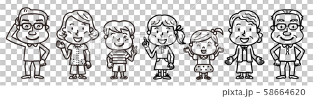 Three generations family outline illustration - Stock Illustration ...