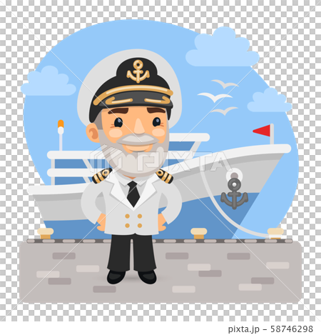 Cartoon Captain with Ship - Stock Illustration [58746298] - PIXTA
