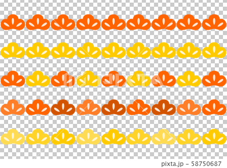 Yellow and orange Japanese style pine line set - Stock Illustration ...