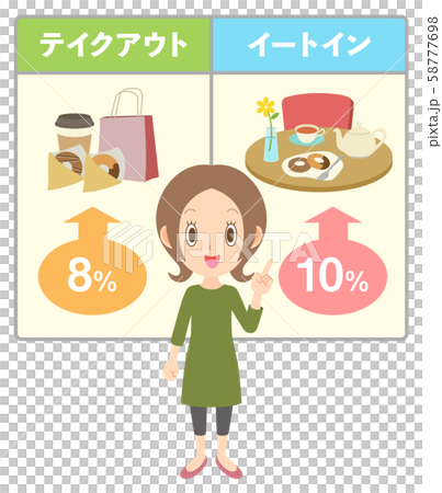 Reduced tax rate Female explanation Eat in and... - Stock Illustration ...