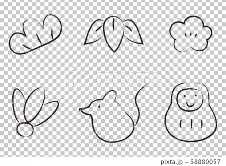 New Year's line art illustration - Stock Illustration [58880057] - PIXTA