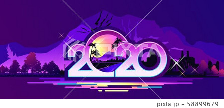 2020 calendar retro vectorのイラスト素材 [58899679] - PIXTA
