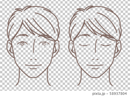 Male face line drawing - Stock Illustration [58937804] - PIXTA