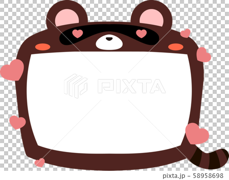 Tanuki whiteboard frame frame cute illustration... - Stock Illustration ...