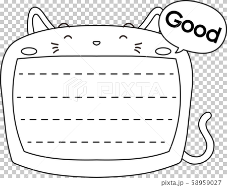 Cat note board frame frame cute illustration - Stock Illustration ...