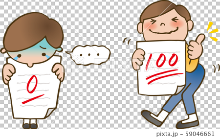 Test results 0 and 100 points for boys - Stock Illustration [59046661 ...