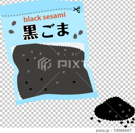 Black sesame in a bag and black sesame - Stock Illustration [59066607 ...