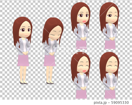 [Greetings] female casual straight diagonal - Stock Illustration ...