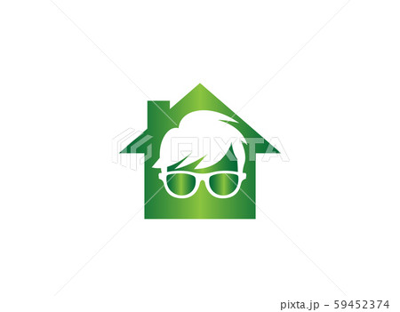 Geek Head with hairstyle wearing glasses for logoのイラスト素材 [59452374] - PIXTA