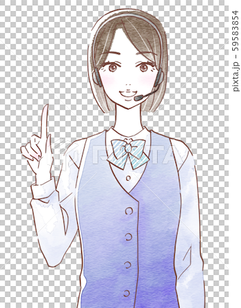 Female operator, pointing, posing - Stock Illustration [59583854] - PIXTA