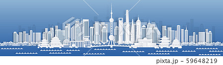 Shanghai paper cut. China famous landmark,...のイラスト素材 [59648219] - PIXTA