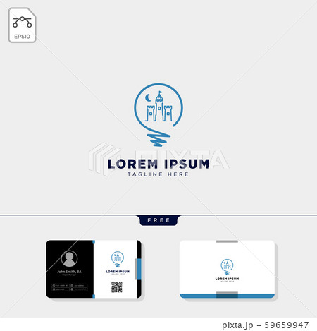 castle light logo template and free business cardのイラスト素材 [59659947] - PIXTA
