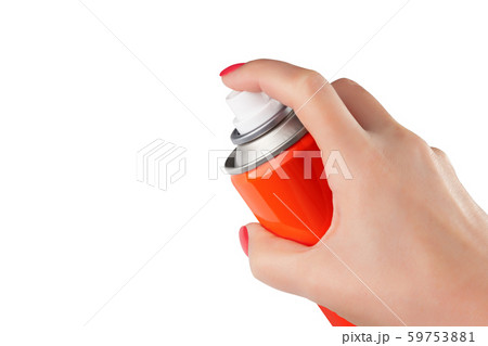 spray can on woman handの写真素材 [59753881] - PIXTA