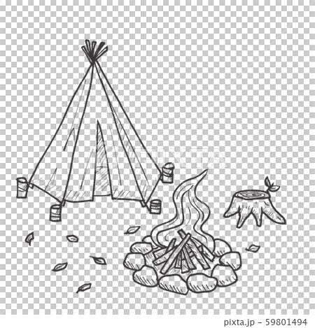 Camp line drawing - Stock Illustration [59801494] - PIXTA