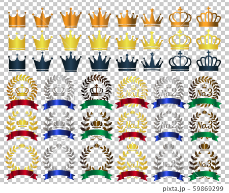 Crown Ribon Medal Gold Silver Bronze Laurel Wreath - Stock Illustration ...