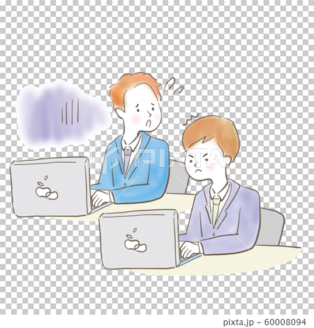 Men who are in trouble while working with a... - Stock Illustration ...