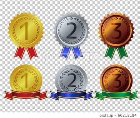Crown Ribon Medal Gold Silver Bronze Set - Stock Illustration [60218184 ...