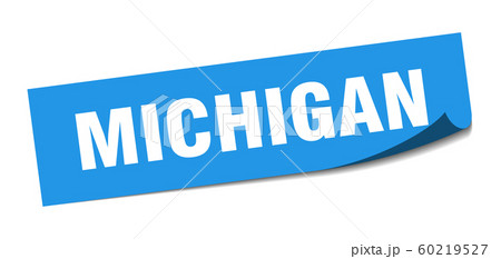 Michigan sticker. Michigan blue square peeler signのイラスト素材 [60219527 ...